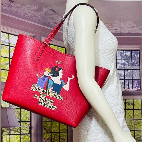 Coach | Bags | Nwt Disney X Coach Red Tote Signature Canvas Interior ...